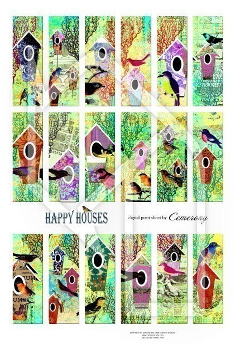 Bird Houses Digital Collage Print Sheet No128 - Etsy