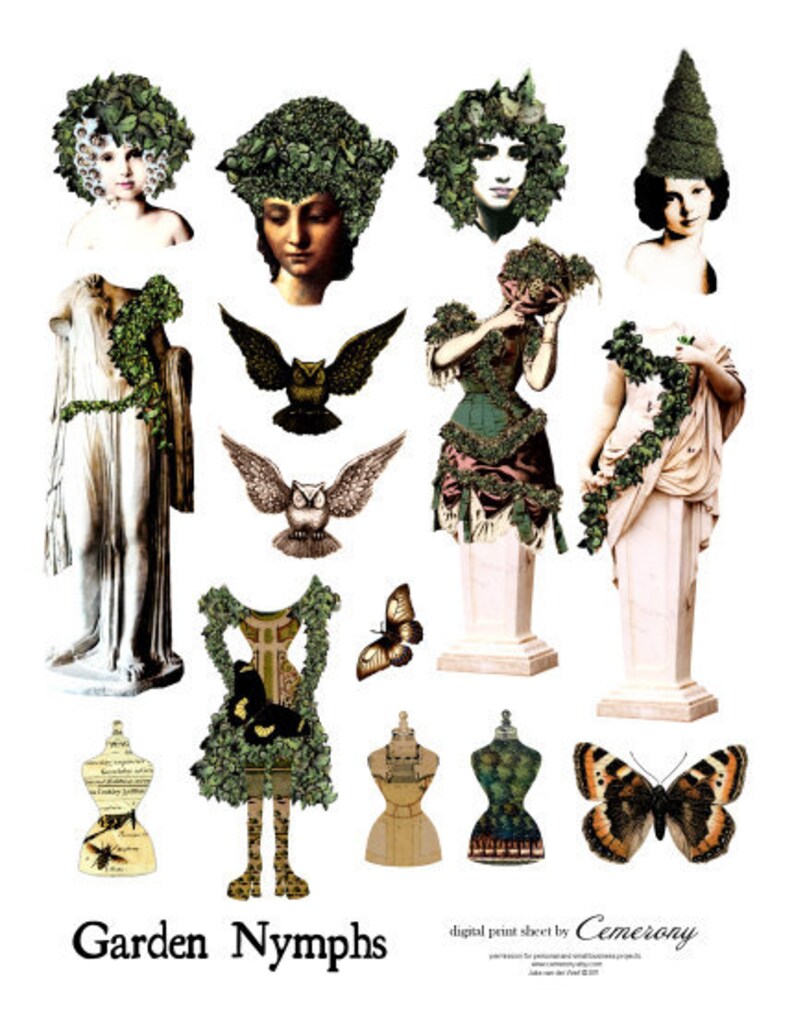 Paper Doll Garden Nymphs Digital Collage Sheet No236 - Etsy