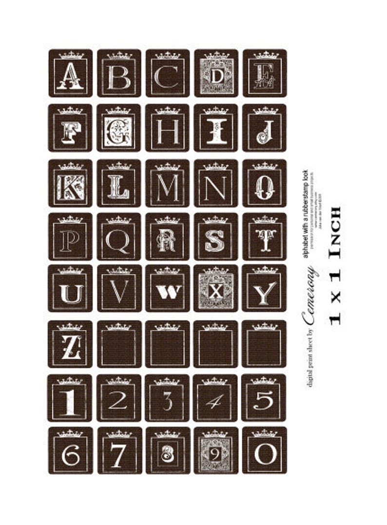 Alphabet 1x1 Inch Digital Collage Print Sheet No241 - Etsy