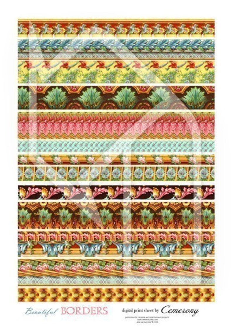 Borders Digital Collage Print Sheet No170 - Etsy
