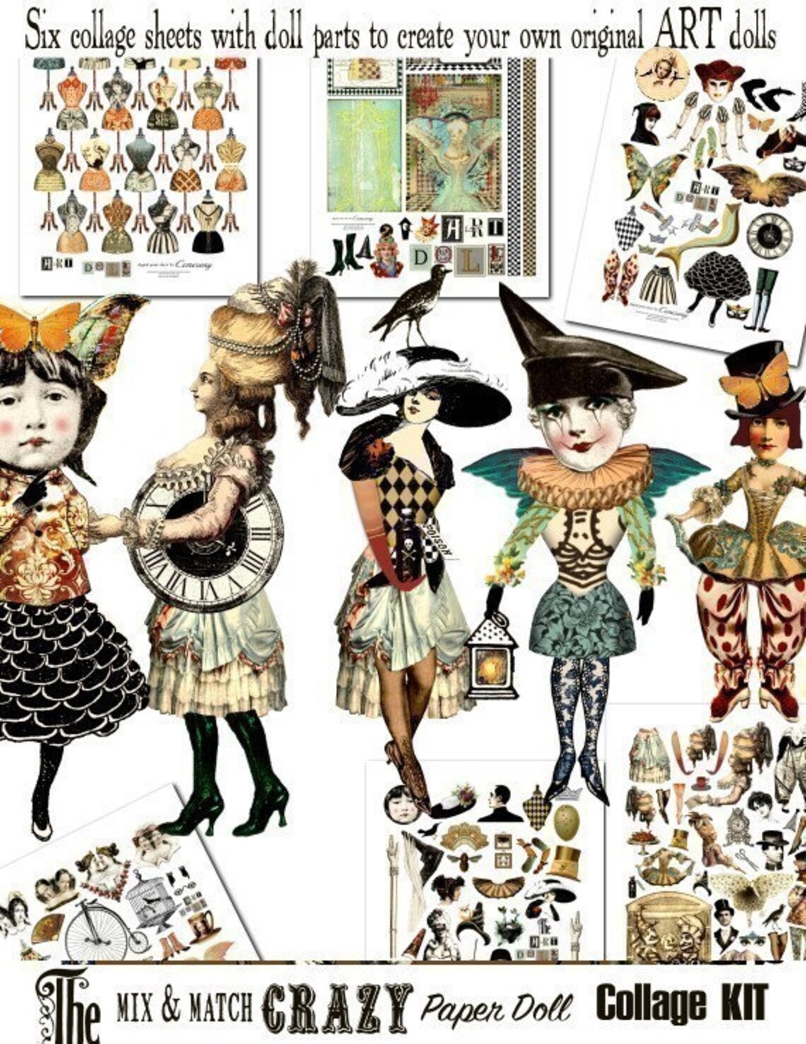 Paper Doll Kit Mix and Match Endless Vol.1 6 Digital Collage - Etsy