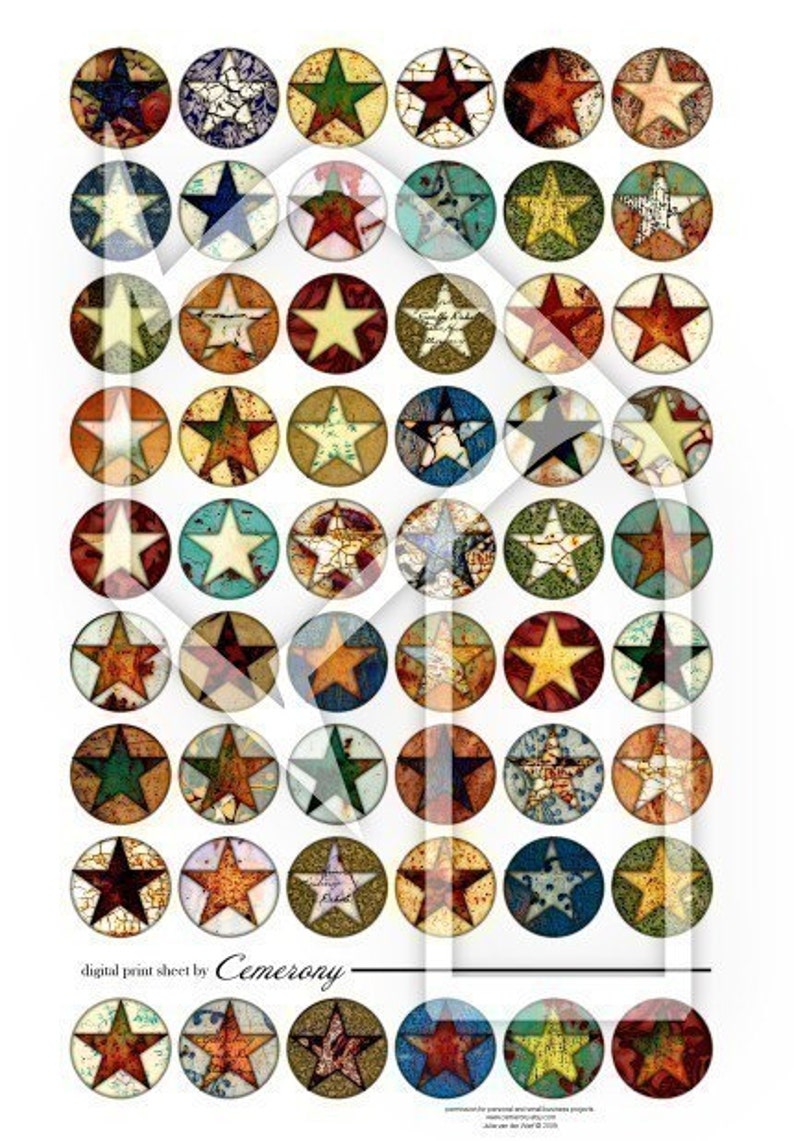 One Inch Stars Digital Collage Print Sheet No138 - Etsy