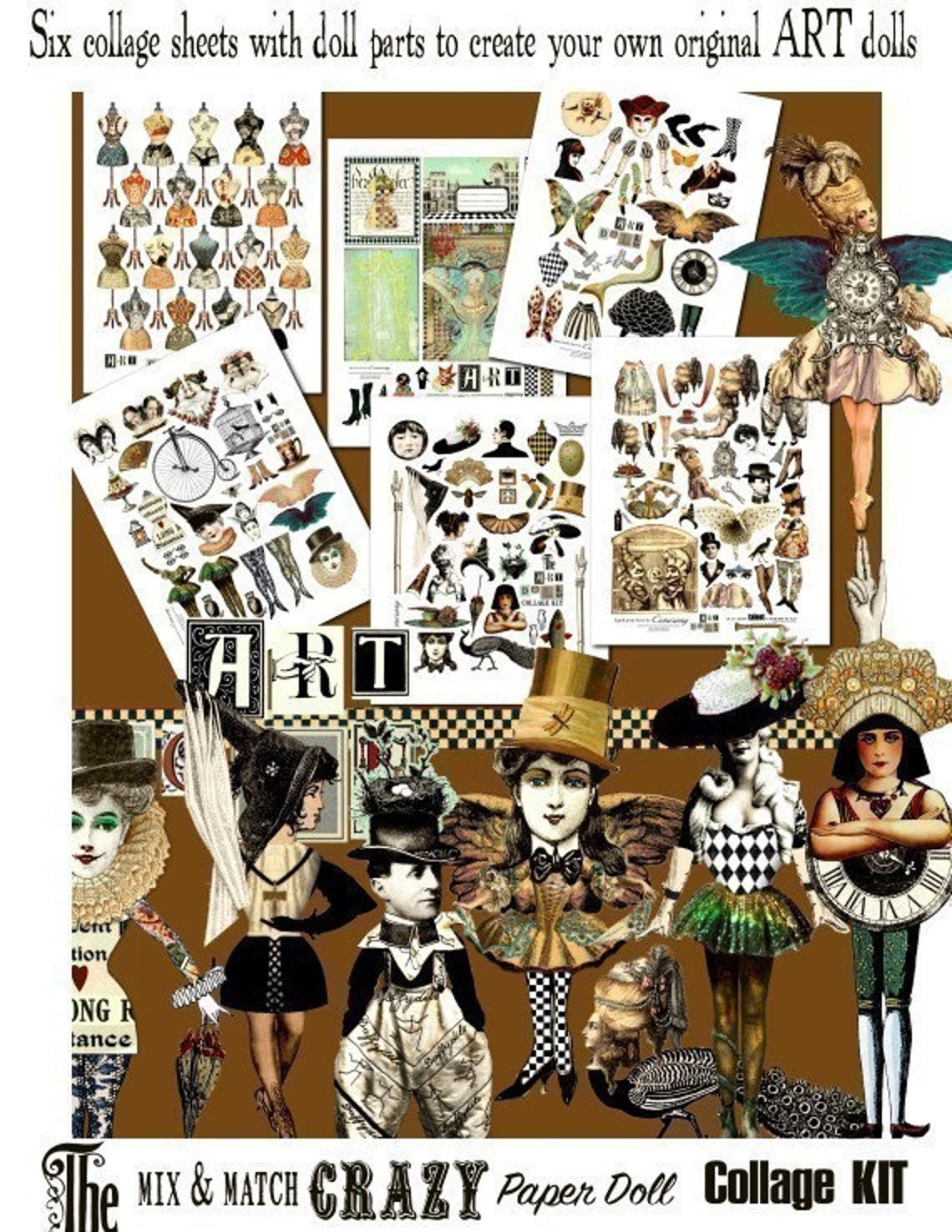 Paper Doll Kit Mix and Match Endless Vol.1 6 Digital Collage Print ...