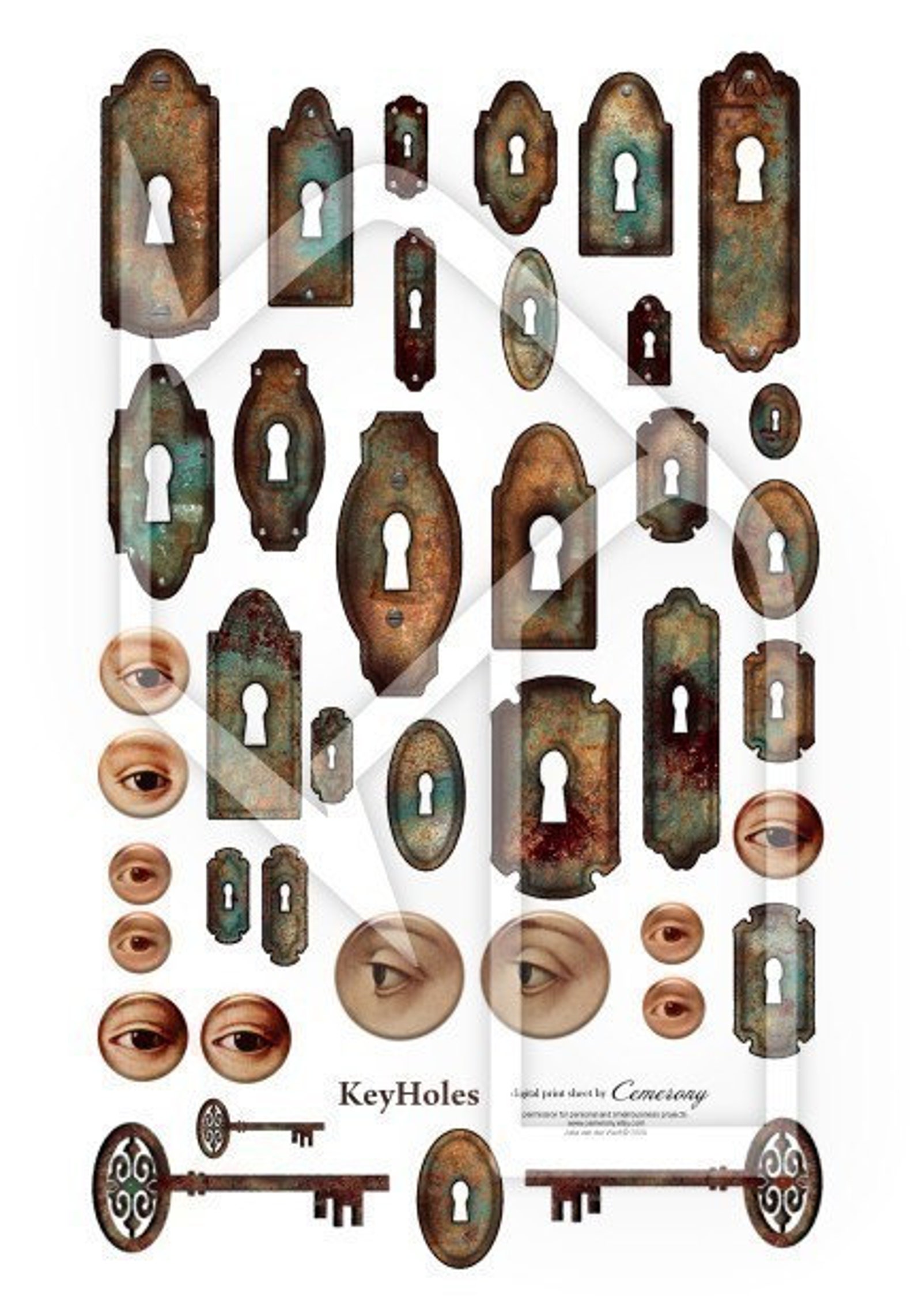 Keyholes Digital Collage Print Sheet No122 - Etsy
