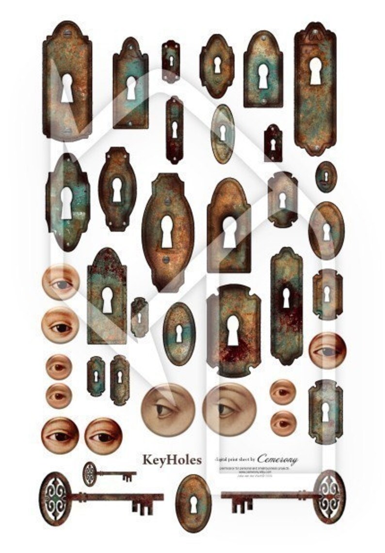 Keyholes Digital Collage Print Sheet No122 - Etsy