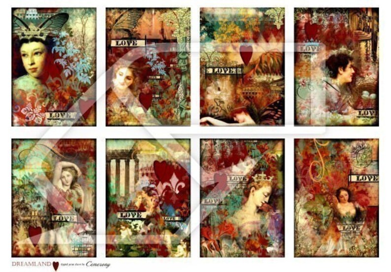 ATC Altered Art Women Digital Collage Print Sheet No71 - Etsy
