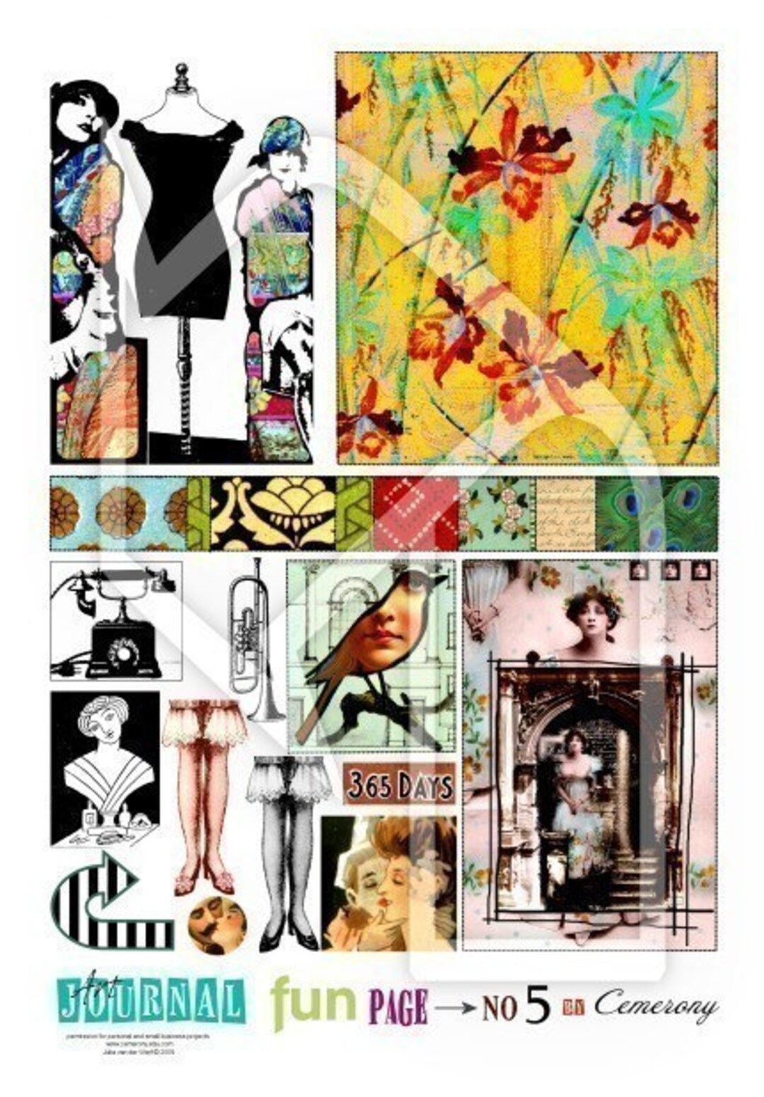 Art Journal Page Fun Digital Collage Print Sheet No172 - Etsy