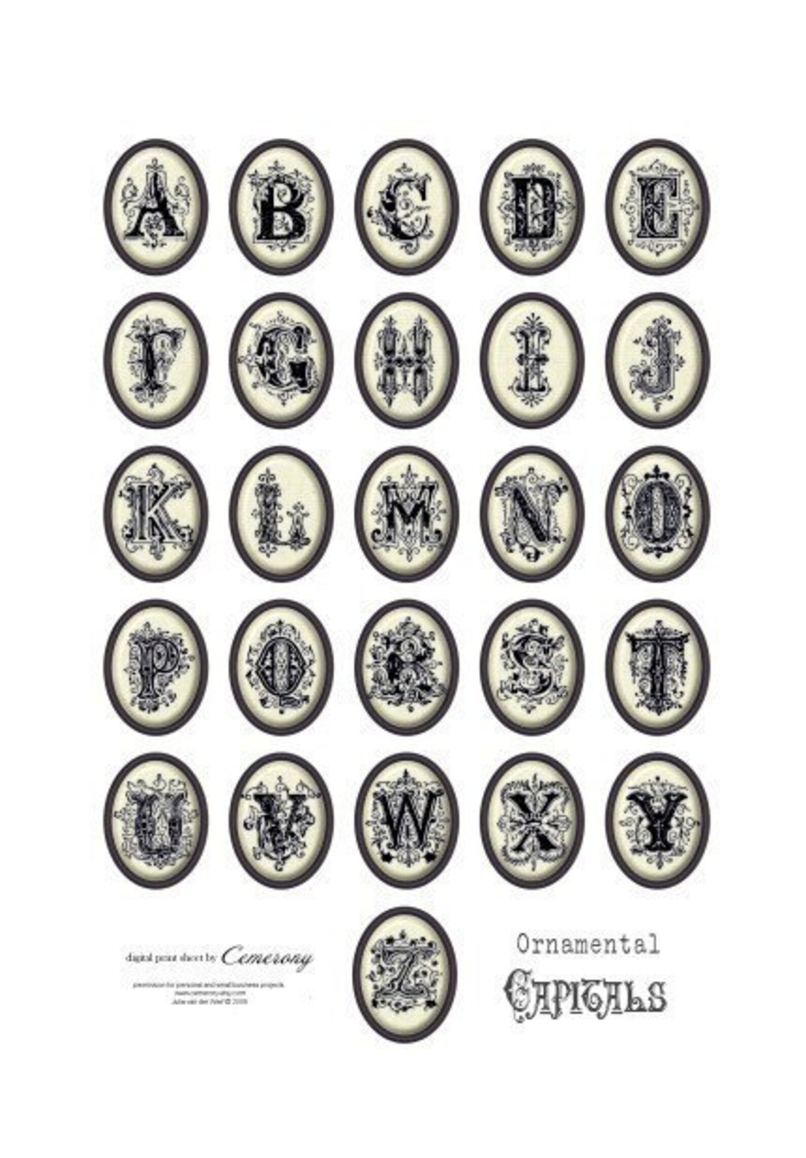 Alphabet on Porcelain Ovals Digital Collage Print Sheet No131 - Etsy