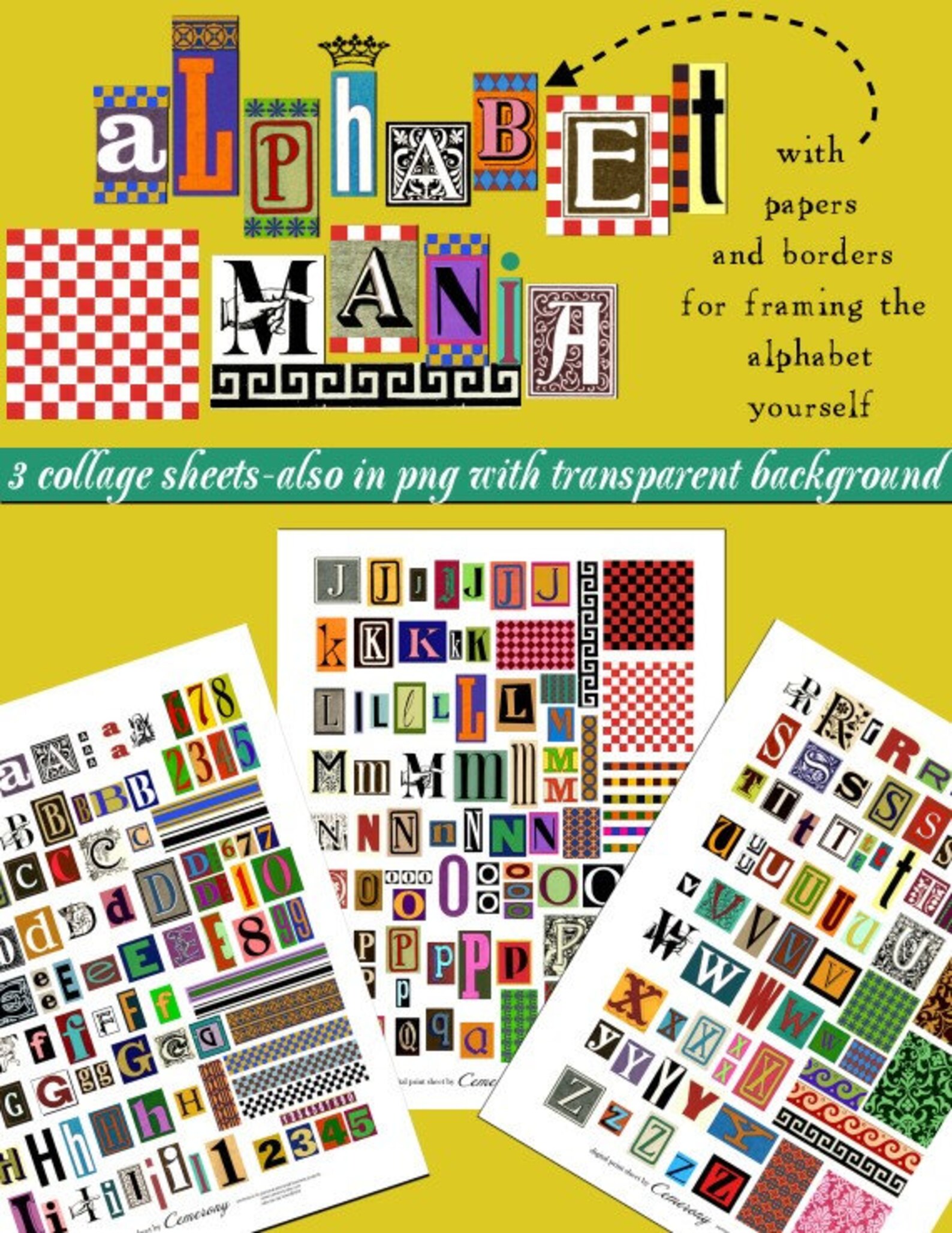 Alphabet Art Digital Collage Print Sheets No213 - Etsy