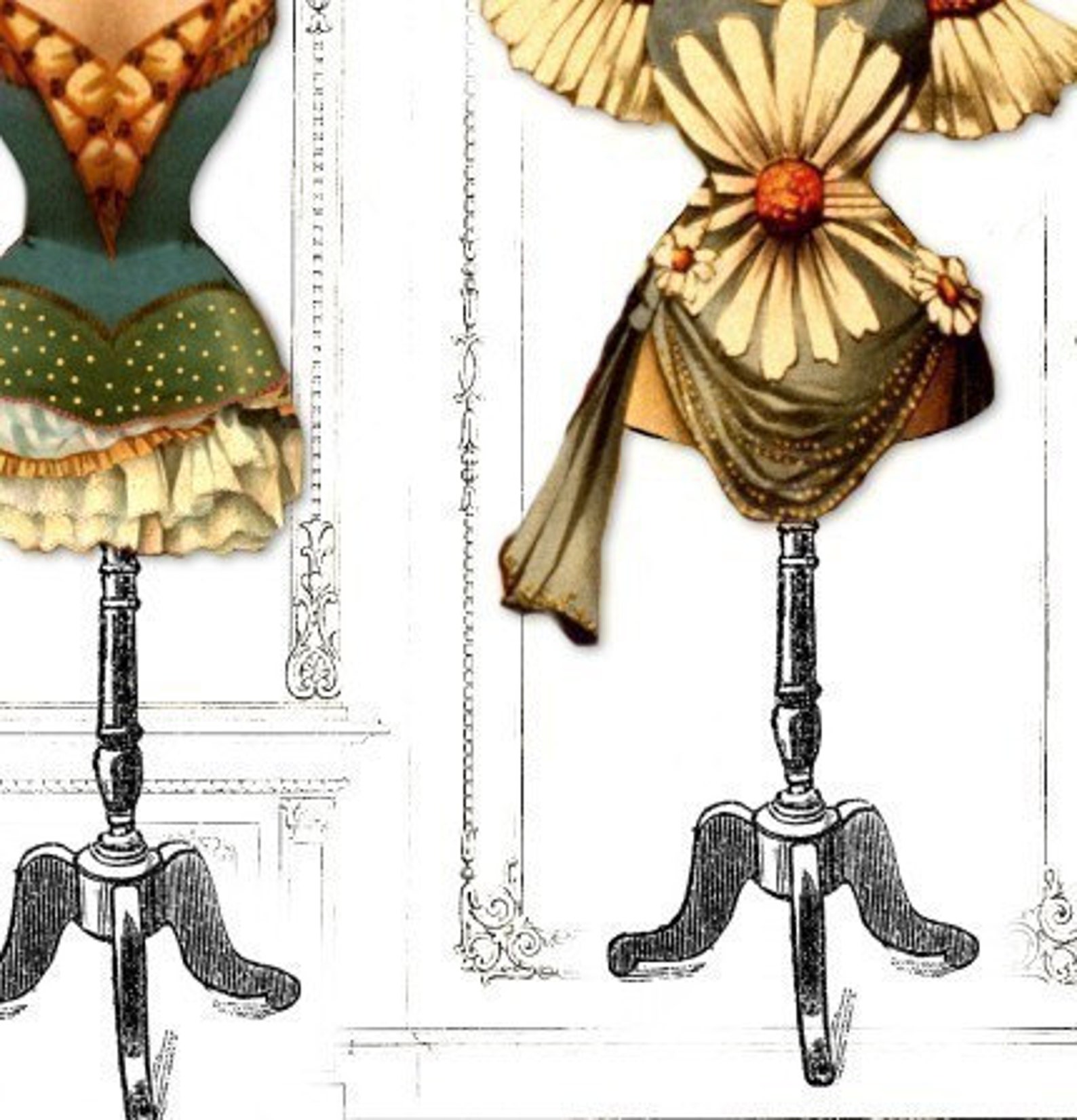 Dress Forms Theatre Costumes Digital Collage Print Sheet No121 - Etsy