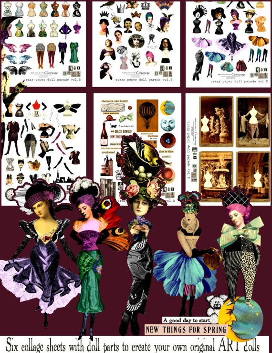 Paper Doll Kit Mix and Match Endless Vol.2 6 Digital Collage Print ...