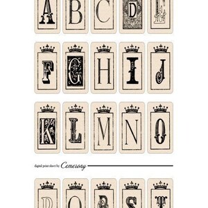 Alphabet Tags , 1 X 2 Inch Digital Collage Print Sheet No203 - Etsy