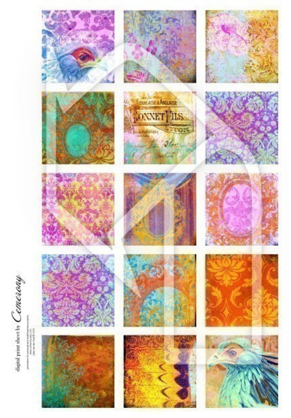Art Papers 2x2 Inch Digital Collage Print Sheet No118 - Etsy