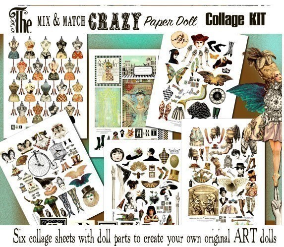 Paper Doll Kit Mix and Match Endless Vol.1 6 Digital Collage Print ...