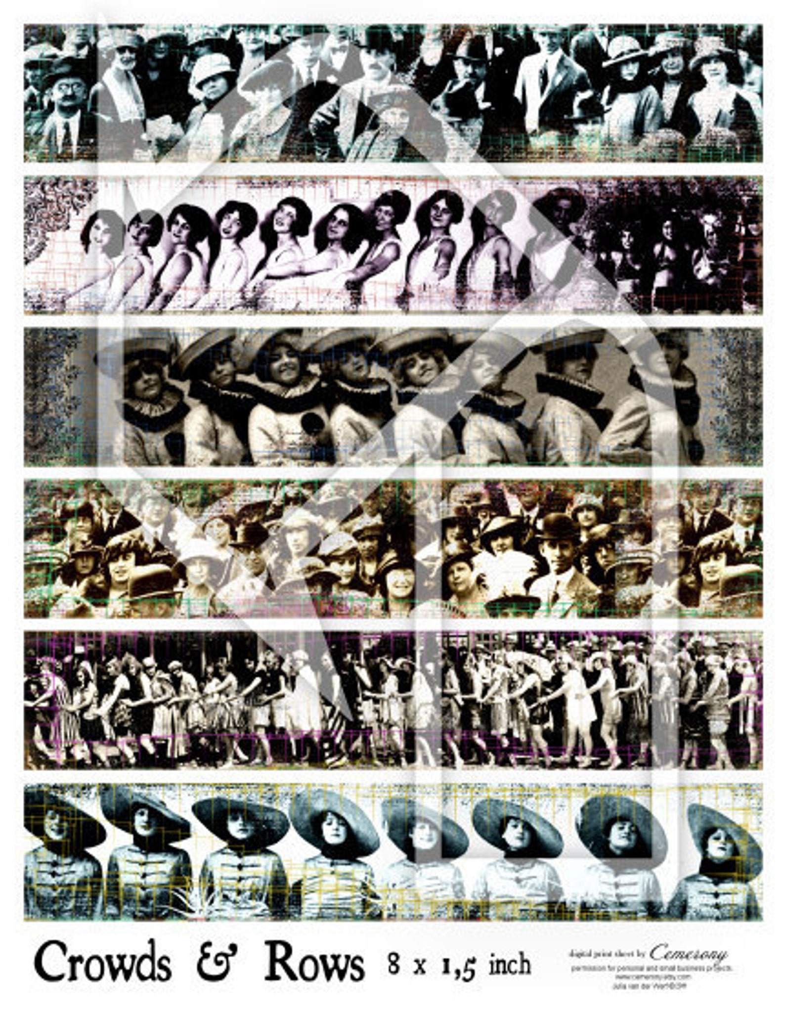 Crowds and Rows Digital Collage Print Sheet No235 - Etsy