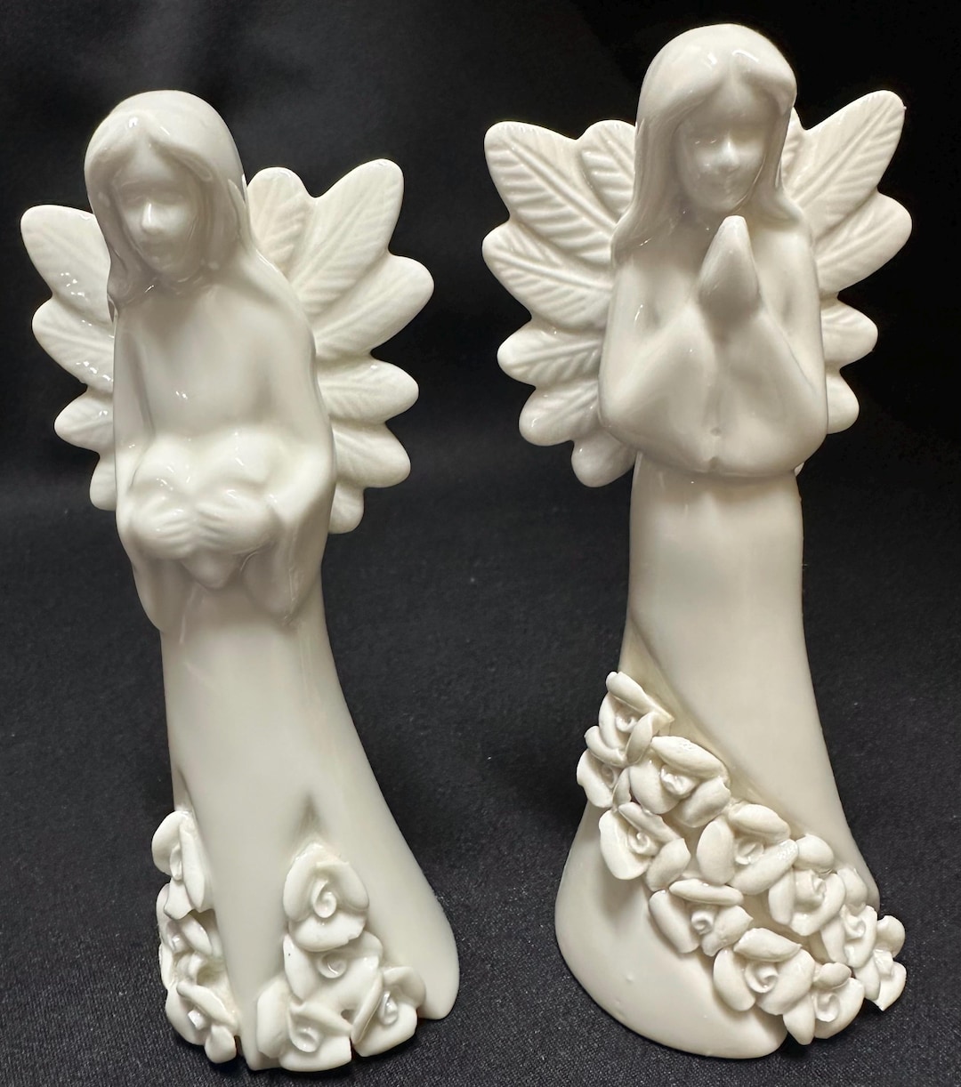 Pair of Porcelain Winged Angels. - Etsy