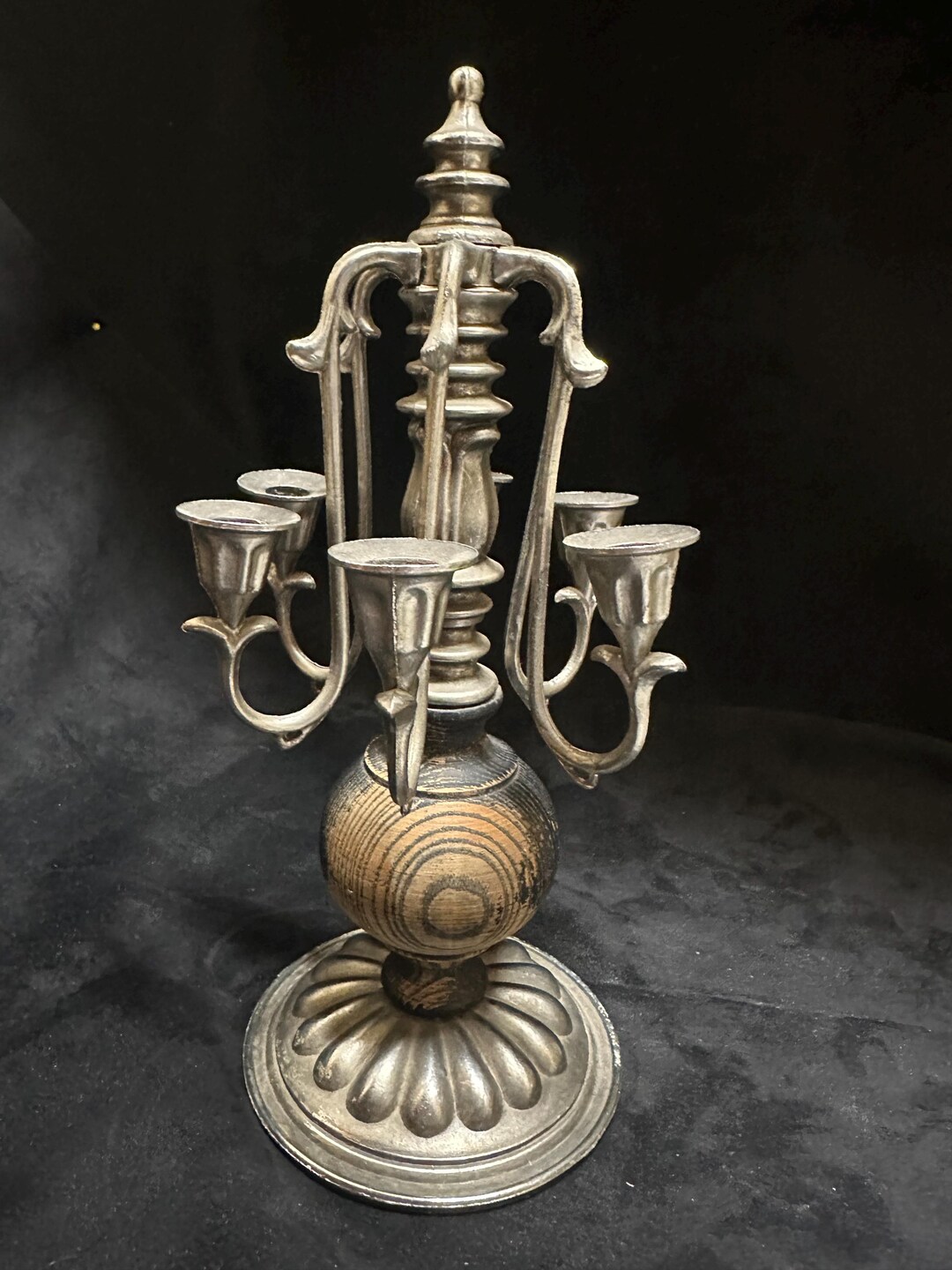 Vintage Silver & Wood Candlelabra Holds 6 Candlez - Etsy