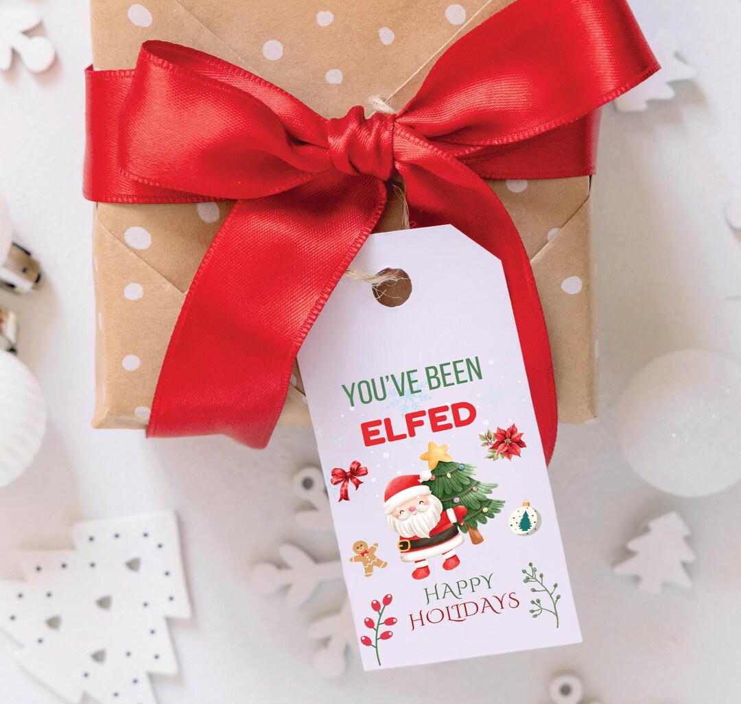 You've Been Elfed Printable Christmas, Holiday Tag, Christmas Party ...