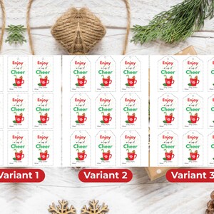 Enjoy A Cup of Cheer Gift Tag, Christmas Cookie Hot Cocoa Gift Tag ...