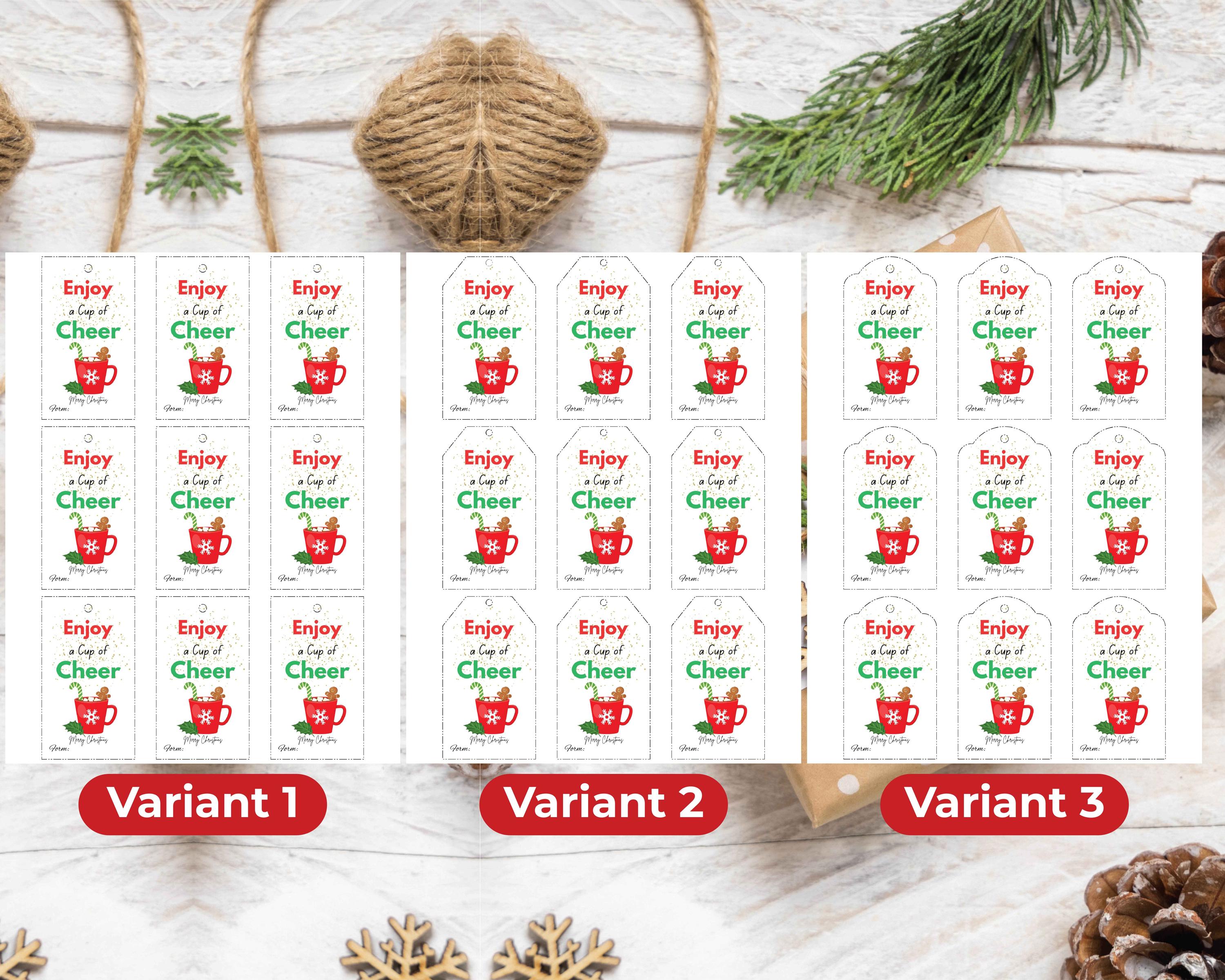 Enjoy A Cup of Cheer Gift Tag, Christmas Cookie Hot Cocoa Gift Tag ...