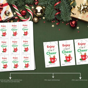 Enjoy A Cup of Cheer Gift Tag, Christmas Cookie Hot Cocoa Gift Tag ...