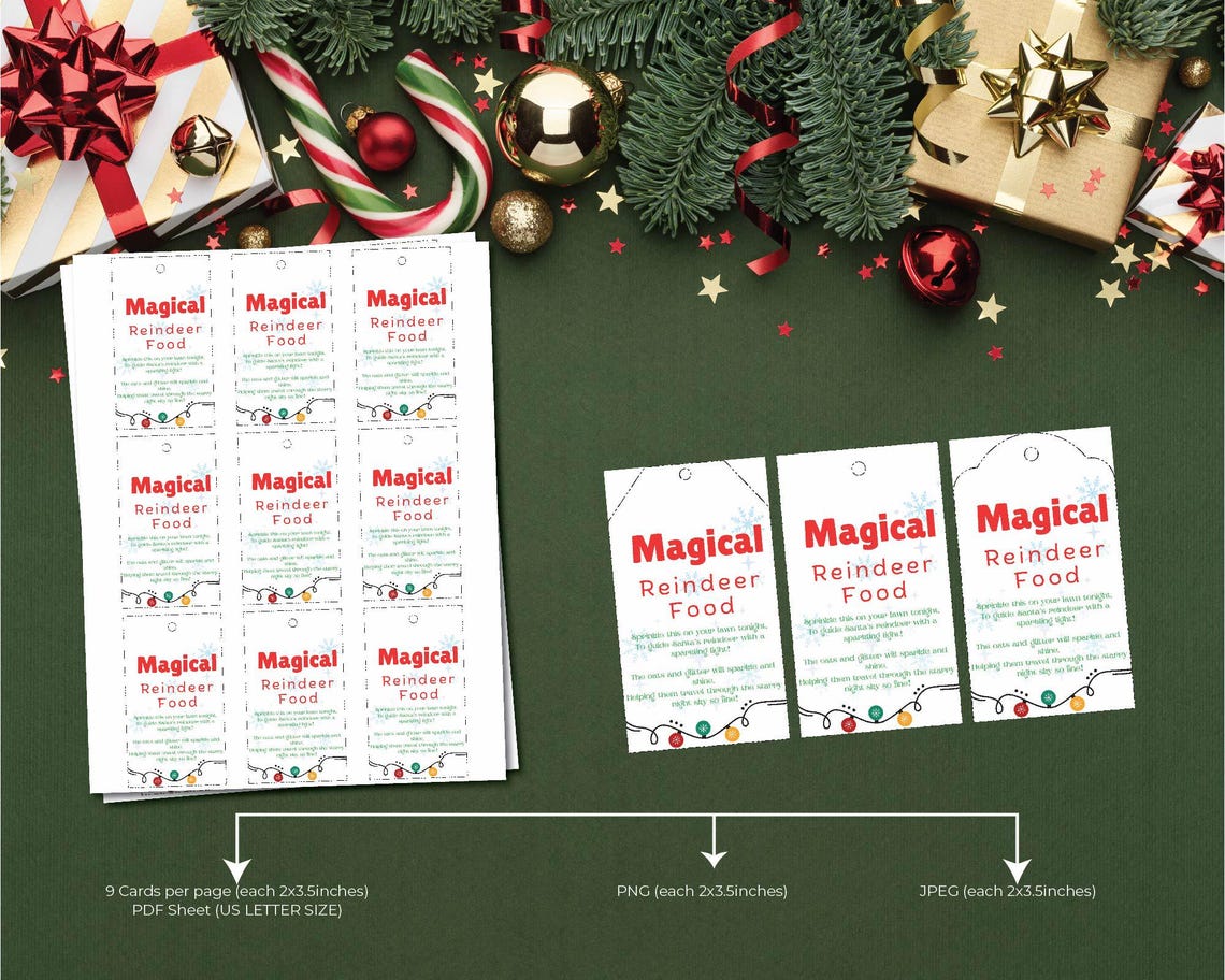 Printable Magic Reindeer Food Label Tag, Reindeer Food Label, Christmas ...