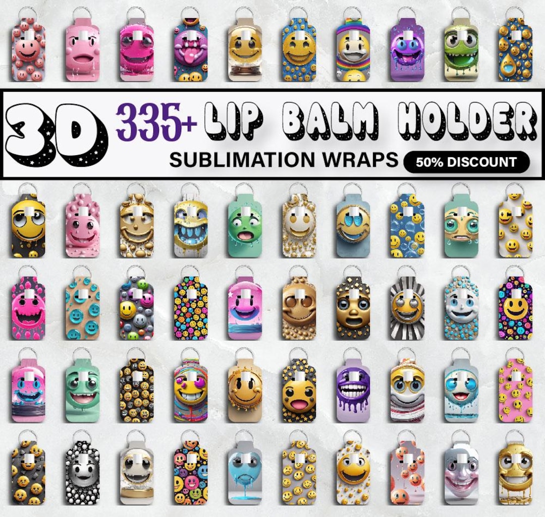 335+ Lip Balm Emoji Wrap, Emoji Face Lip Balm Holder Wrap, Retro Smiley ...