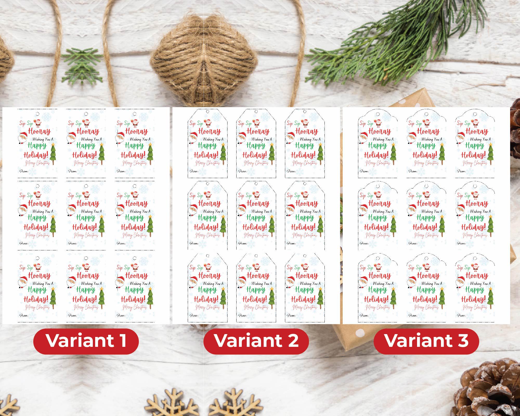 Printable Sip Sip Hooray Tags, Wishing You a Happy Holiday Gift Tag ...
