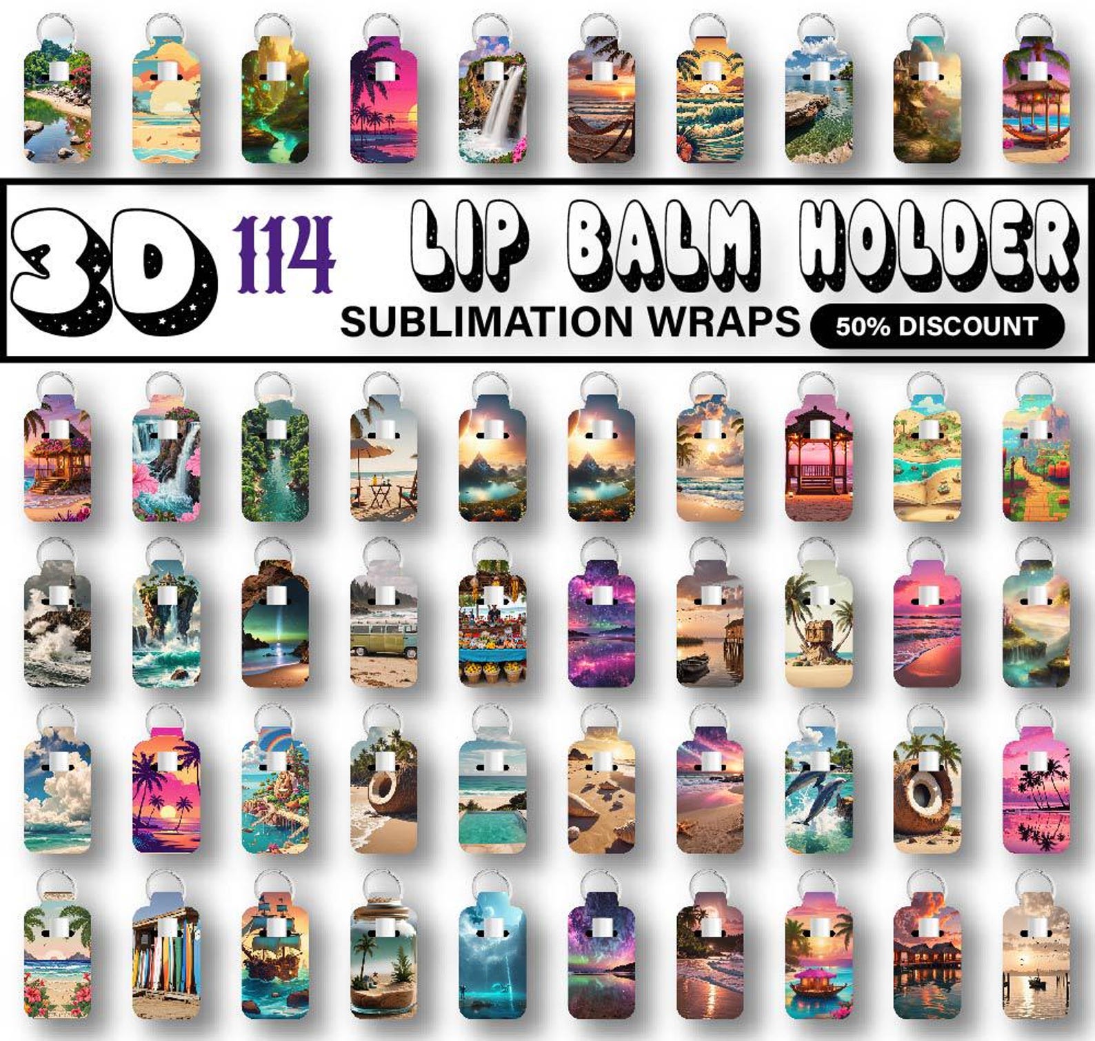 120 Beach Chapstick Wrap, Beach Png, 3D Beach Designs, Beach ...