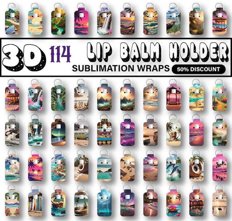 120 Beach Chapstick Wrap, Beach Png, 3D Beach Designs, Beach ...