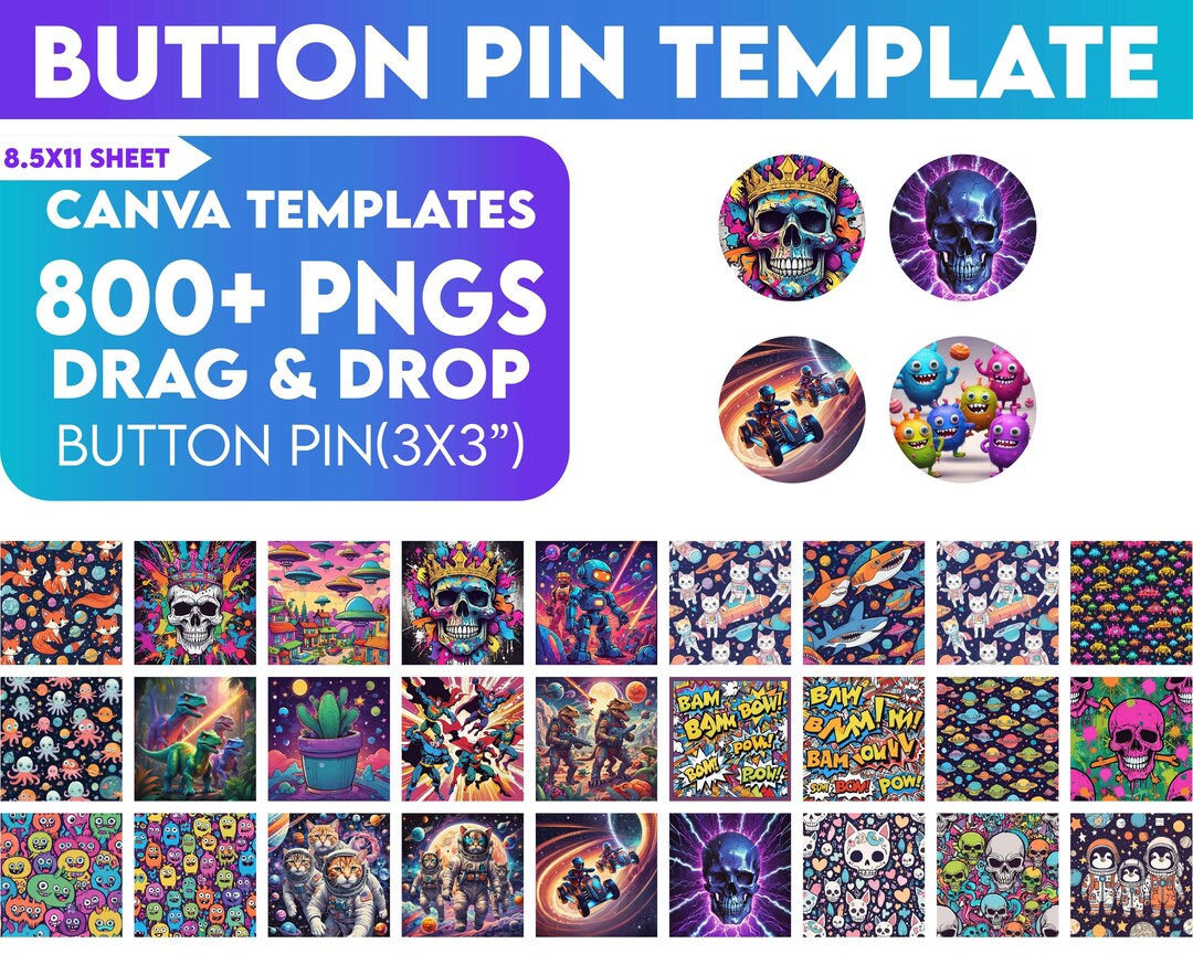 3 Button Pin Template, Sublimation Button Pin Template, Button Pin ...