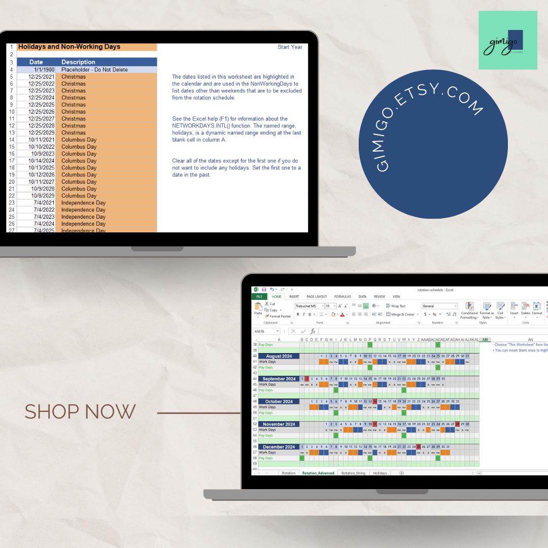 Automated Employee Shift Rotation Scheduler | Excel Template for Hourly ...