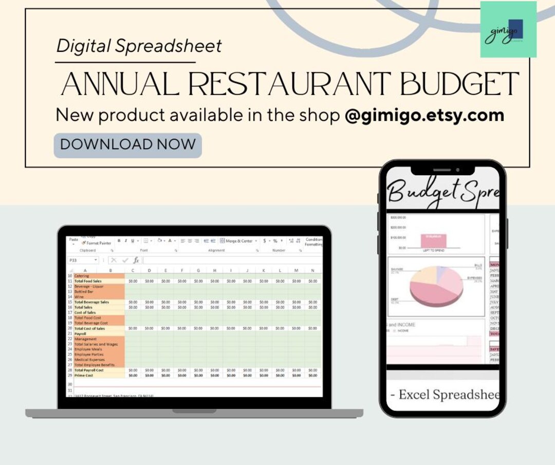 Restaurant Annual Financial Plan Template | Excel Budget Planner ...