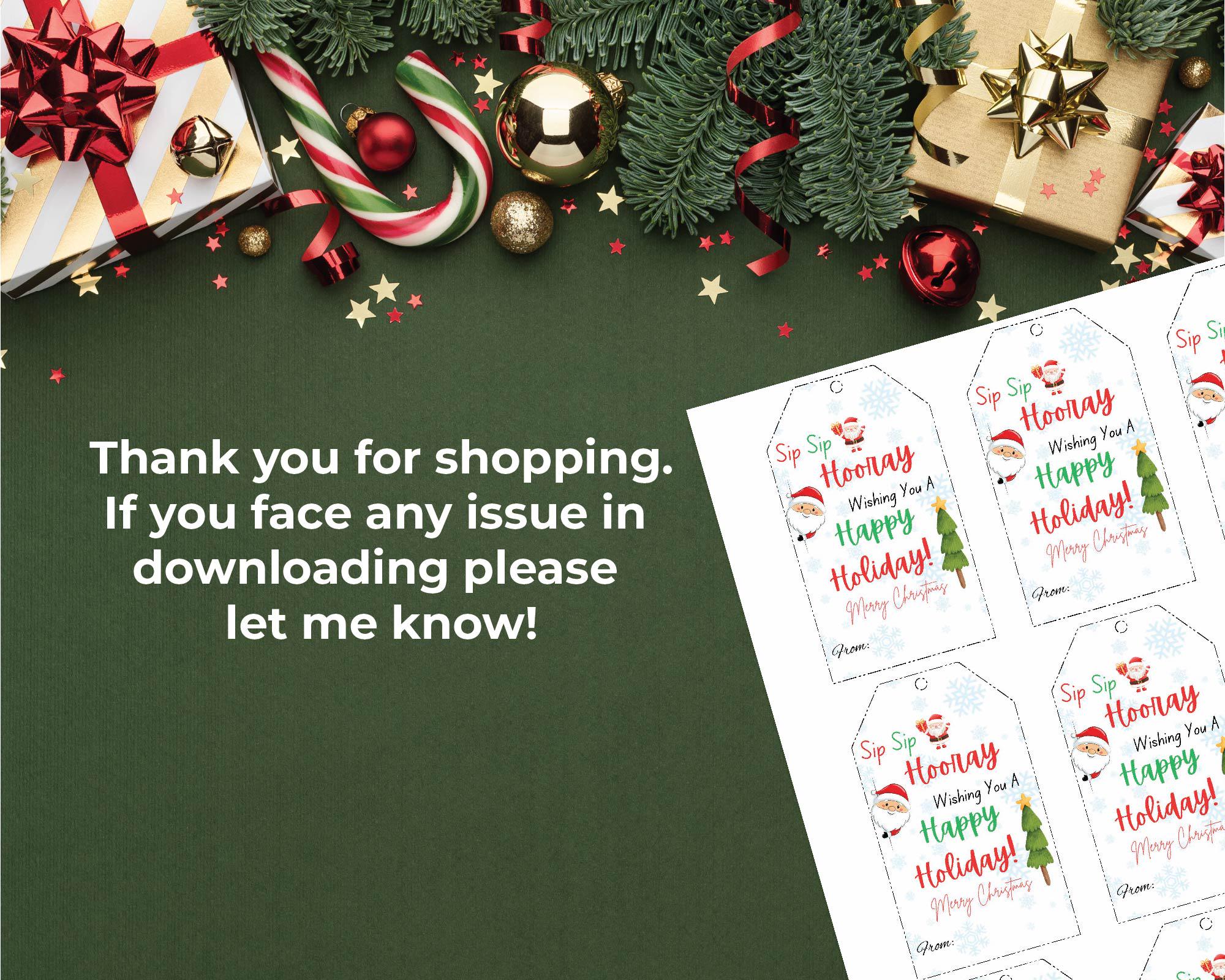 Printable Sip Sip Hooray Tags, Wishing You a Happy Holiday Gift Tag ...