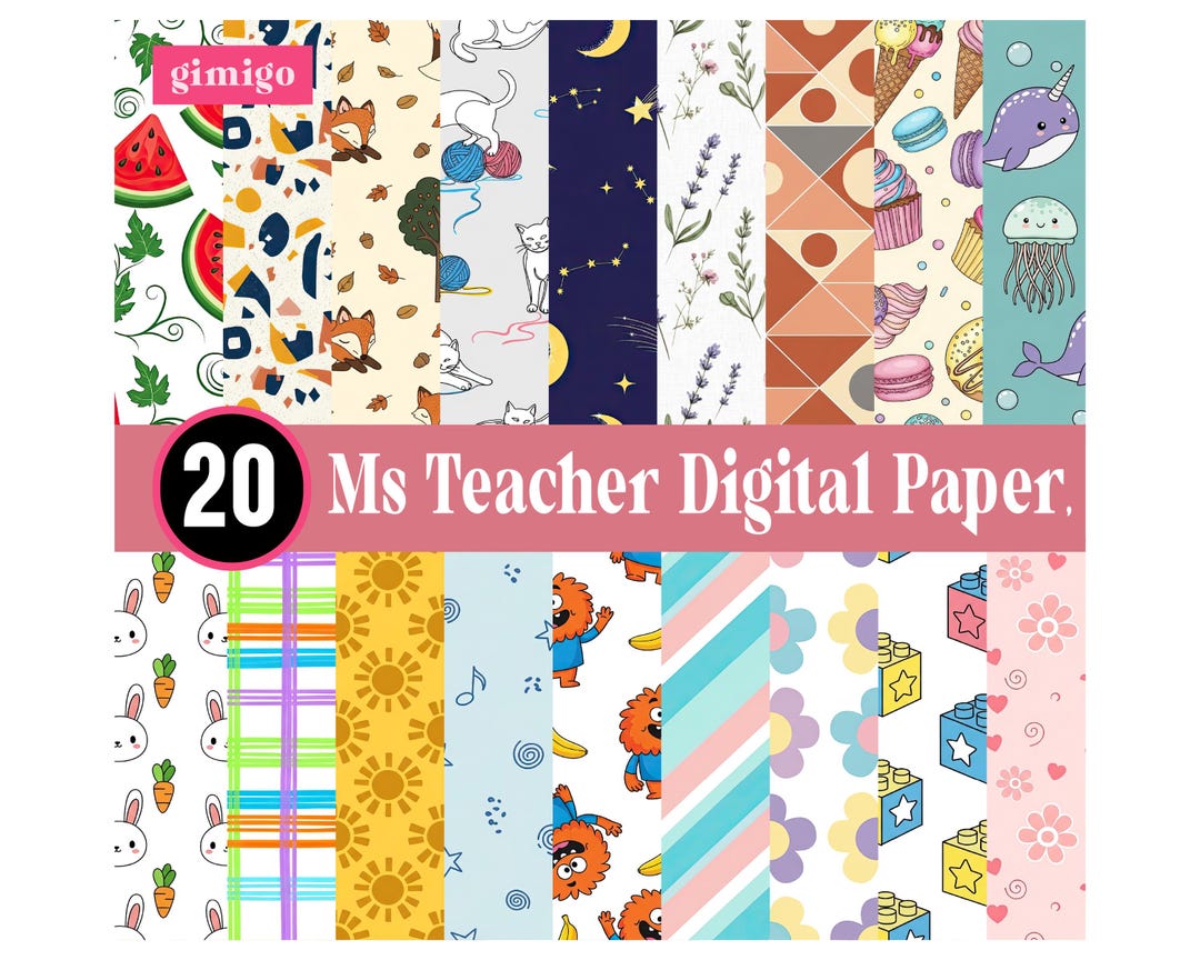 Ms Teacher Digital Paper, Back to School Digital Papers, Seamless ...