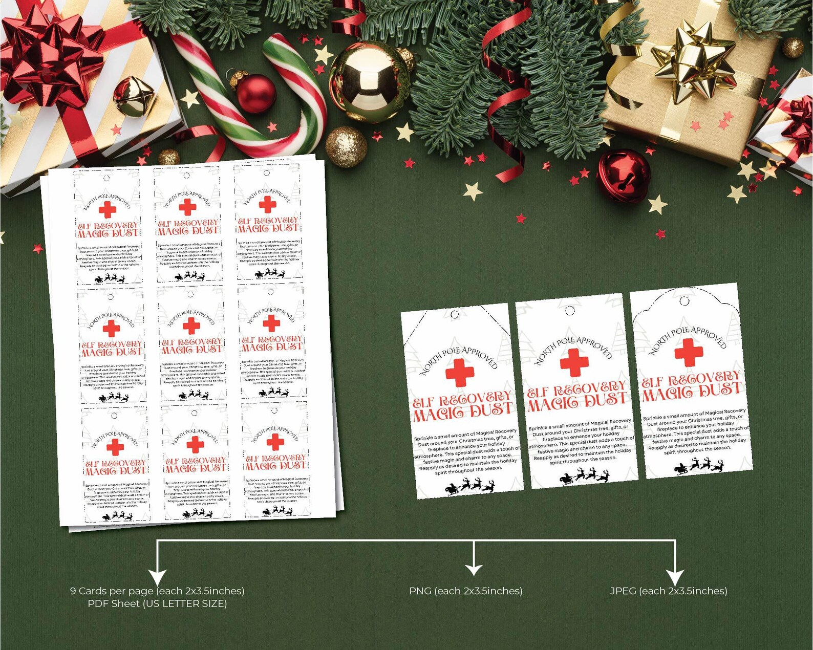 Elf Magic Dust Instructions Tag, Printable Merry Christmas Favor Tags ...
