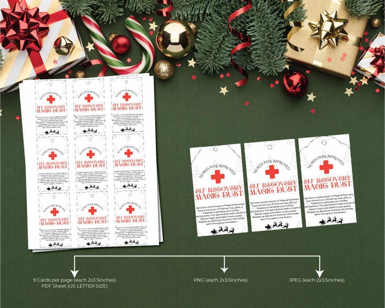Elf Magic Dust Instructions Tag, Printable Merry Christmas Favor Tags ...