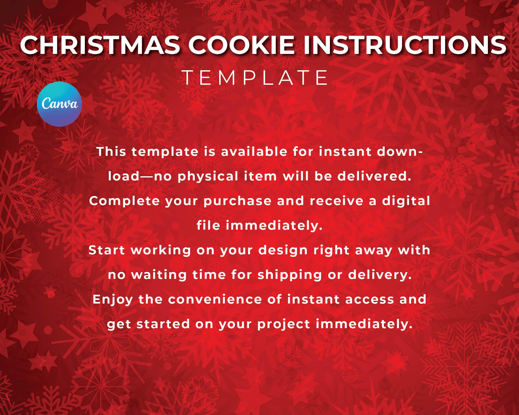 Editable Christmas Cookie Instructions Card Template, Cookie Decorating ...