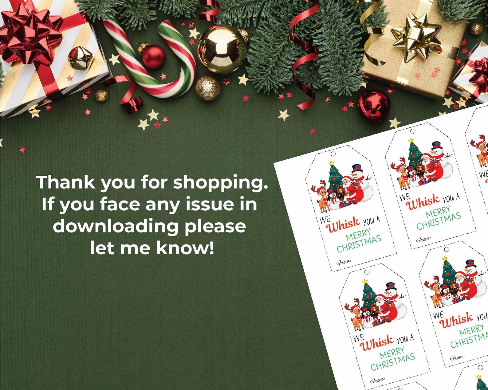 We Whisk You A Merry Christmas Tag, Christmas Favor Tags, Christmas ...