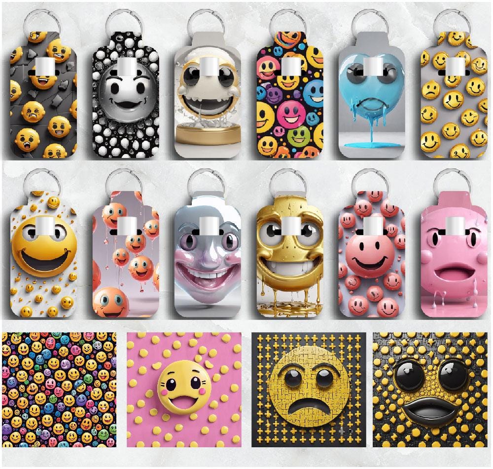 335+ Lip Balm Emoji Wrap, Emoji Face Lip Balm Holder Wrap, Retro Smiley ...