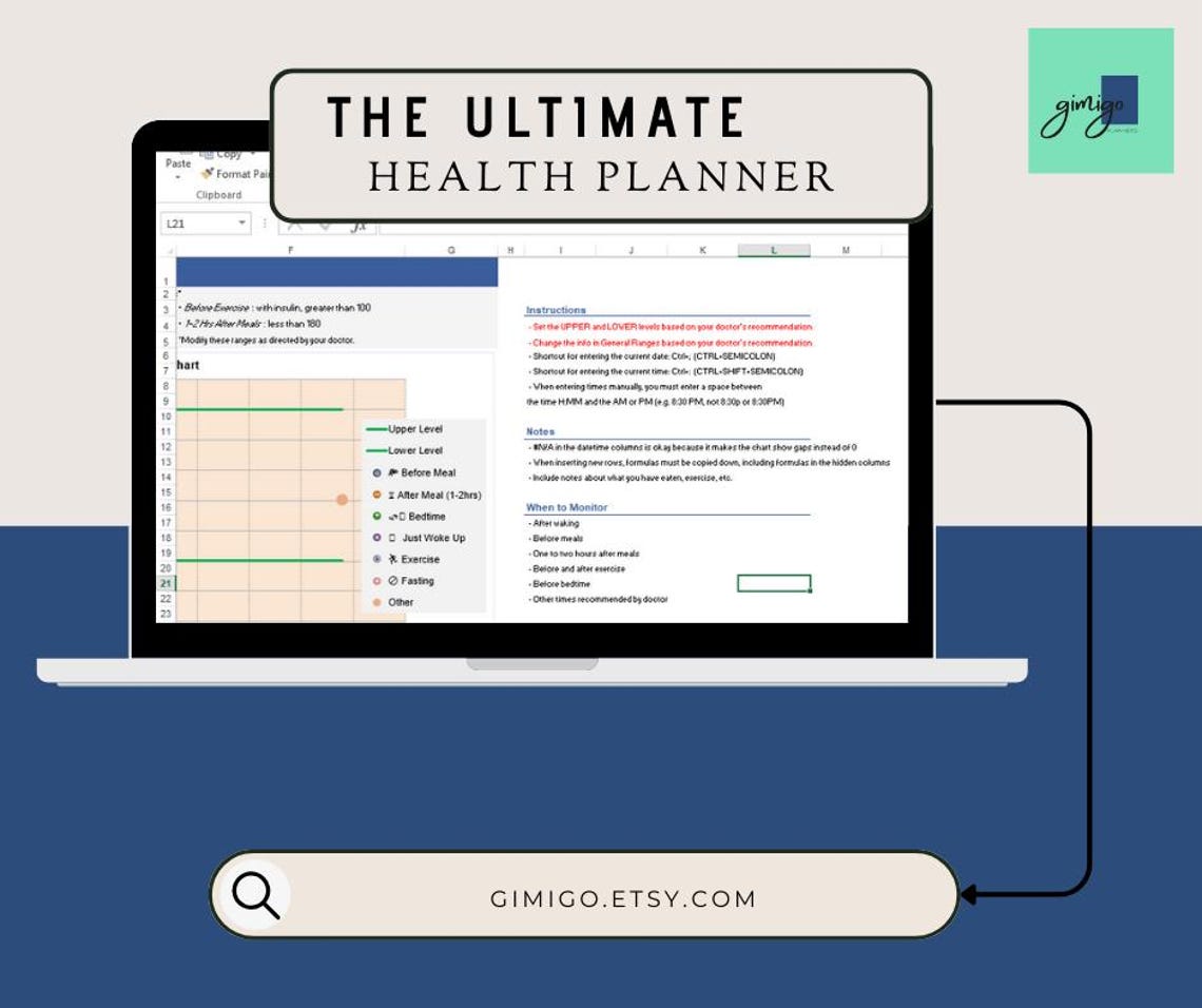 Blood Sugar Tracker | Diabetes & Insulin Monitoring Spreadsheet | Meal ...
