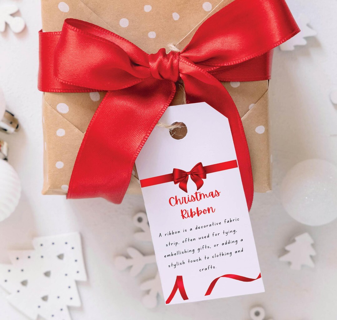 Printable Christmas Ribbon Ornament Tag Template, Measurement Parent ...
