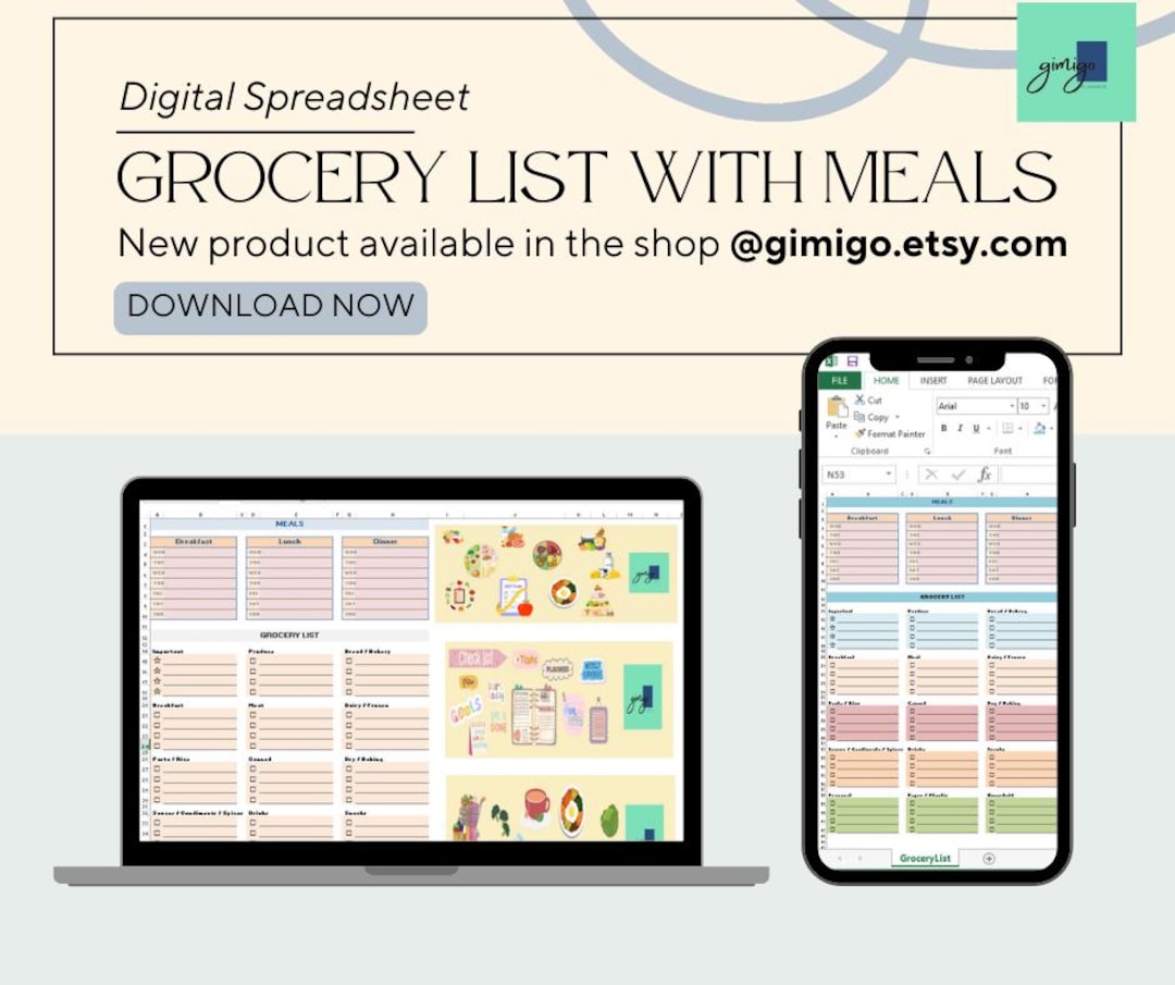 Automated Grocery List & Meal Planner | Google Sheets and Excel Sheets ...