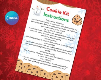 Editable Christmas Cookie Instructions Card Template, Editable Cookie ...