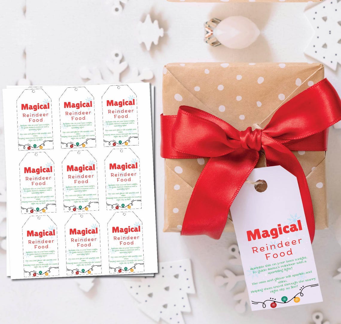 Printable Magic Reindeer Food Label Tag, Reindeer Food Label, Christmas ...