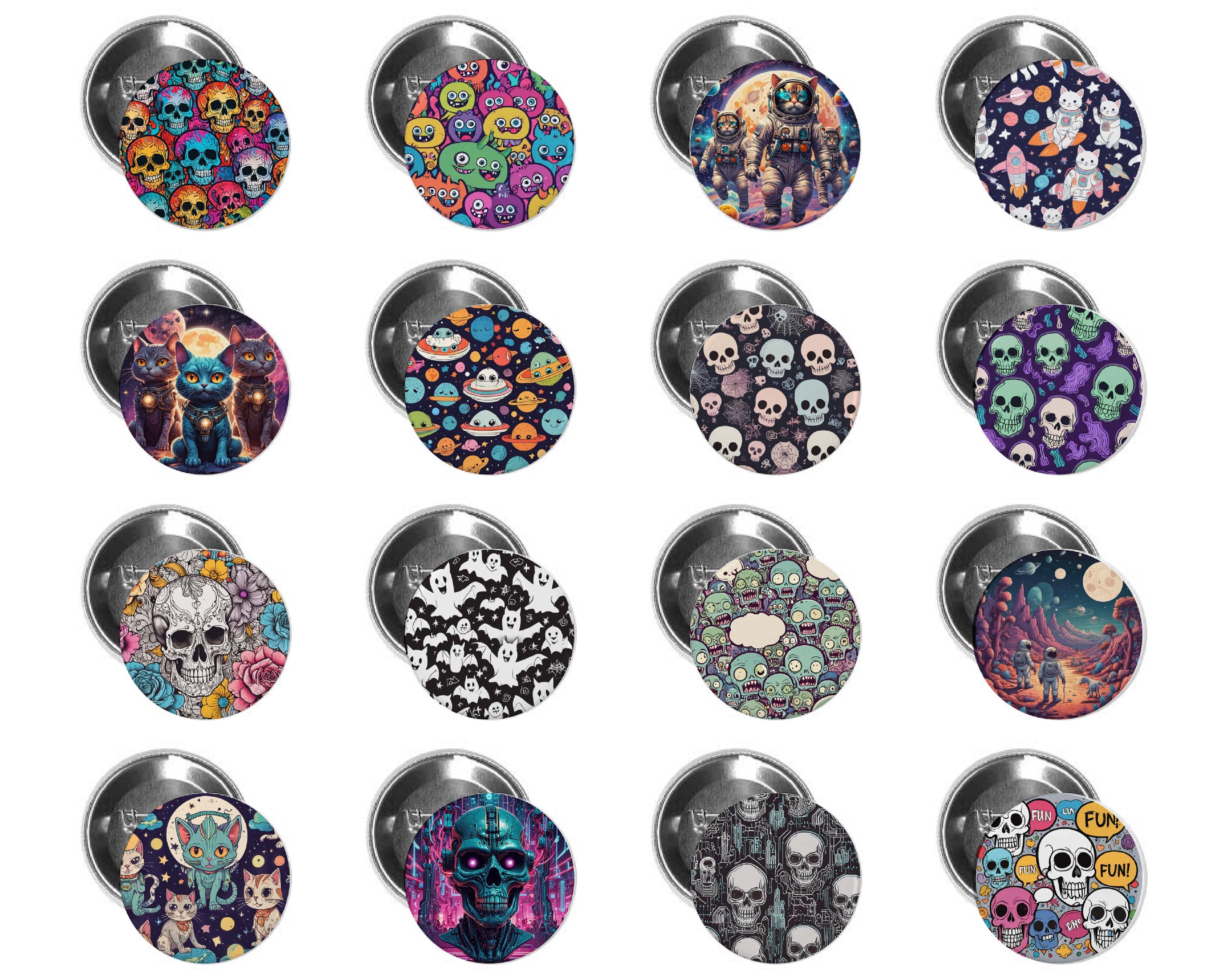 3" Button Pin Sublimation, Sublimation Button Pin Template, Skulls ...