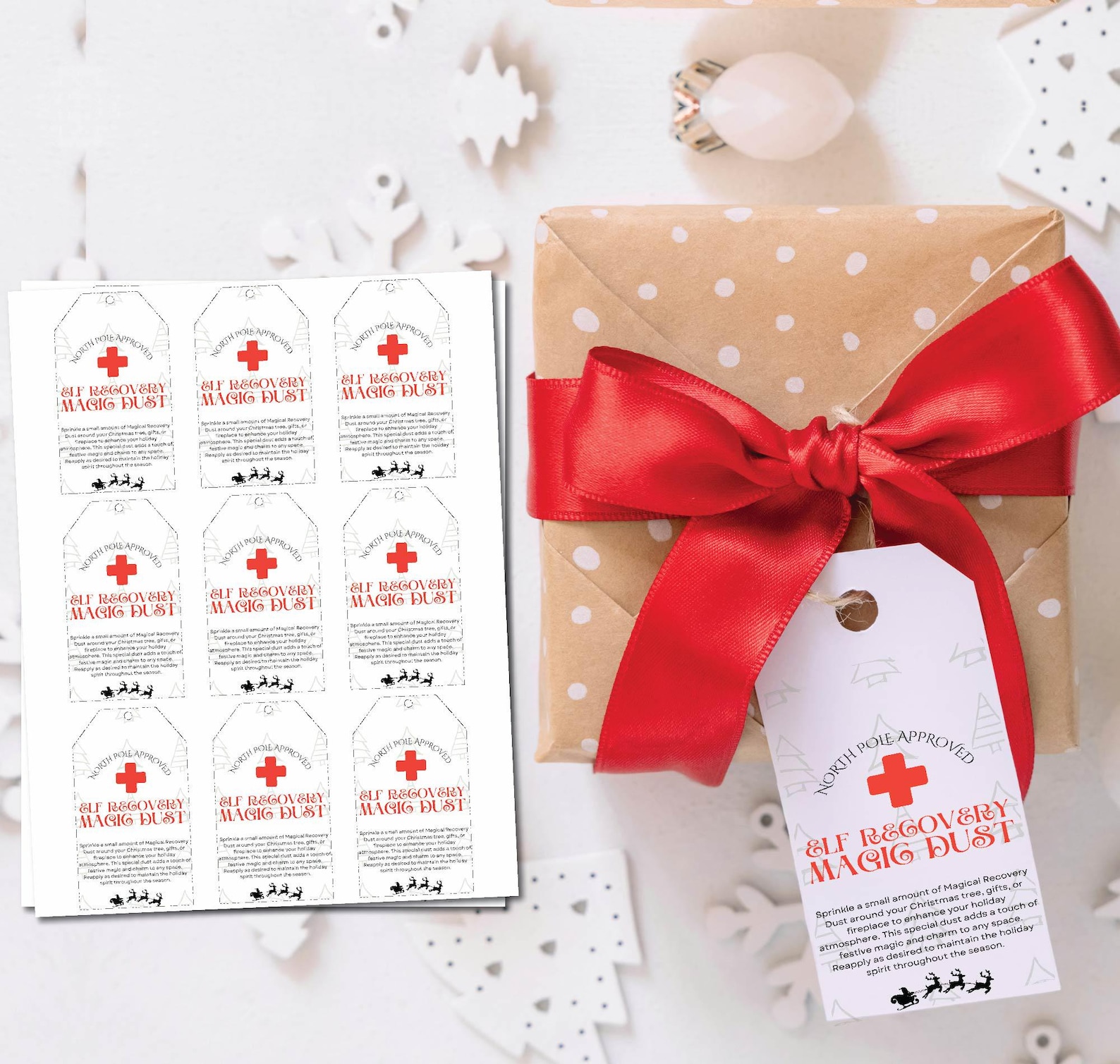 Elf Magic Dust Instructions Tag, Printable Merry Christmas Favor Tags ...