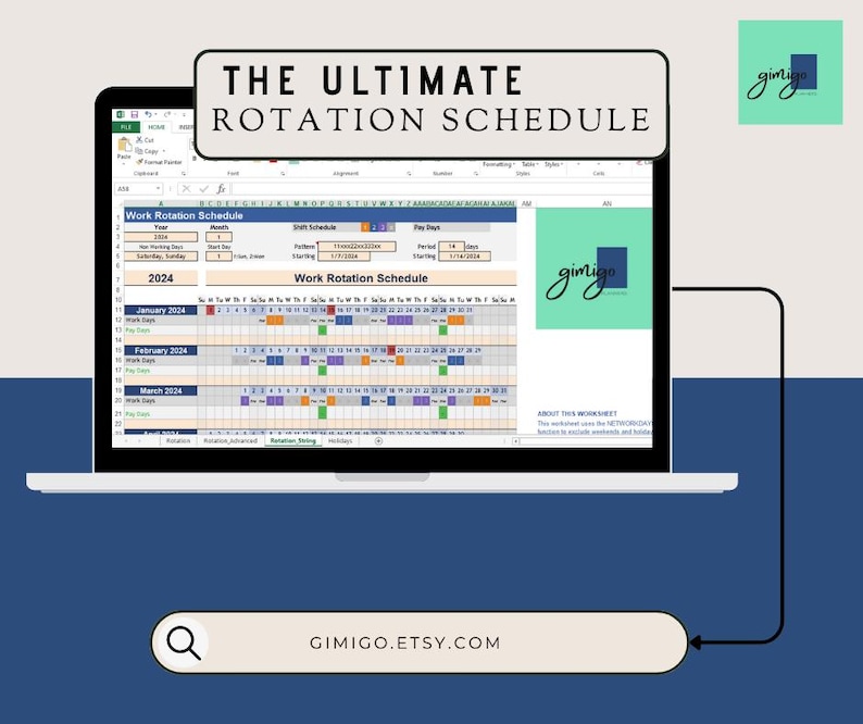 Automated Employee Shift Rotation Scheduler | Excel Template for Hourly ...