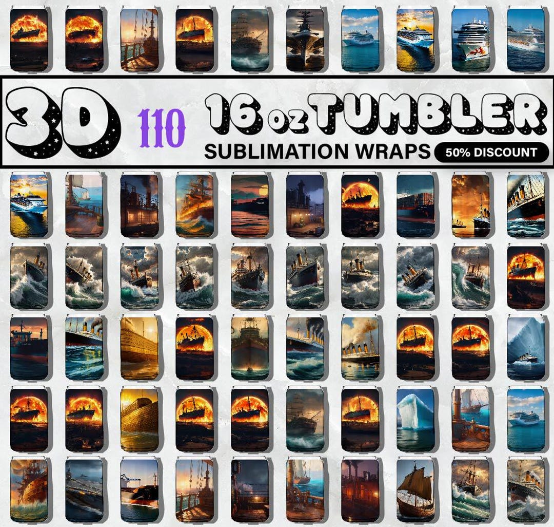 3D Titanic 16oz Tumbler, Titanic Straight Skinny Tumbler Bundle ...