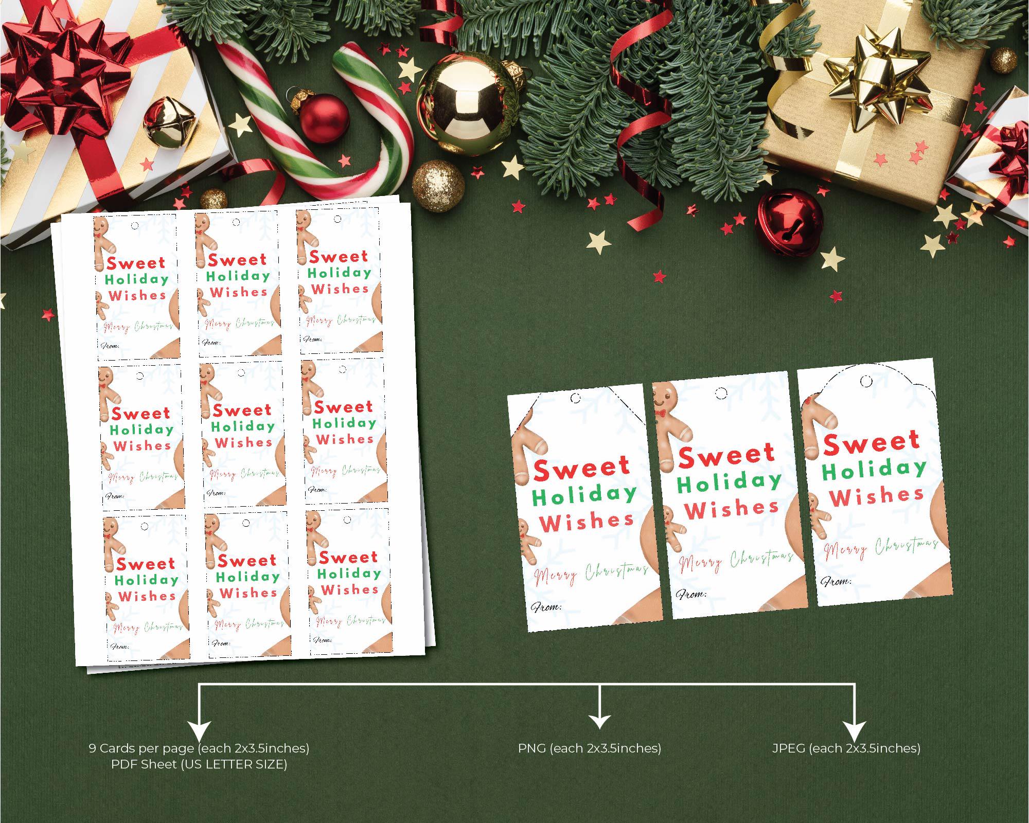 Printable Sweet Wishes Gift Tag, Sweet Holiday Wishes Gift Tag ...